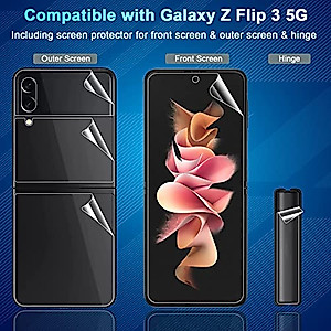 [1Set 5PCS] Galaxy Z Flip 3 Screen Protector, Inside TPU Film + Full Covered Outer + Back Cover Screen Protector, High Clarity, Anti-Shatter, Bubble Free for Samsung Galaxy Z Flip 3 5G Screen Protector