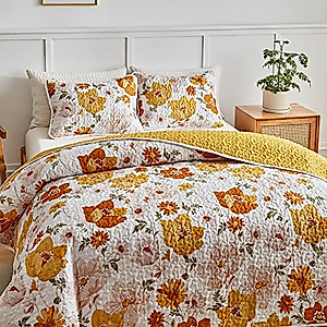 UOZZI BEDDING Quilt Set Queen Full Size 88x88 3 PC Reversible Soft Microfiber Lightweight Coverlet Bedspread Summer Comforter Set Bed Cover for All Season (1 Quilt+ 2 Shams)