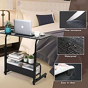 Laptop Desk Removable and Adjustable Height Table for Bedroom Bedside Table Lazy Sofa Table Minimalist Office Desk Home Student Writing Desk Desk, Small Standing Desk with Storage TV Tray Table.Black