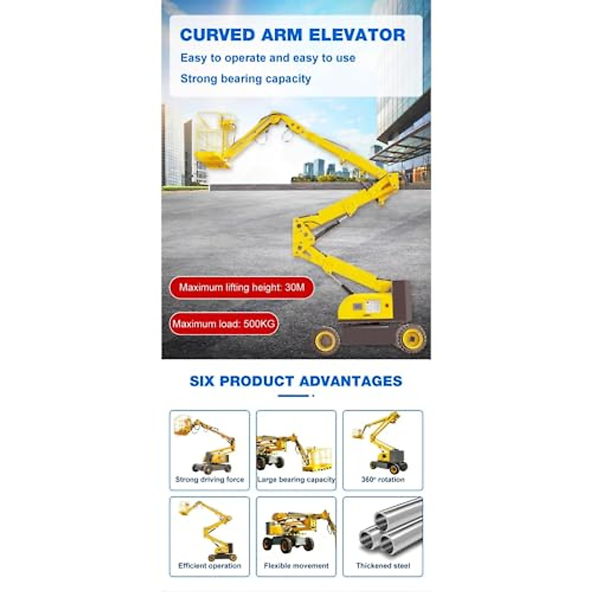High Security China Boom Lift articulating manlift Small Boom Lifts Used Boom Lift