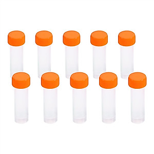 10pcs Plastic Frozen Test Tubes 5ML Standable with Lid Graduated Marks and Screw Cover with Silicone Gasket Vial Screw Seal Cover Pack Container for Laboratory Dia 15mm/0.59inches