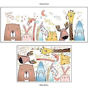 Wallpark Cute Animal Wall Sticker Happy Unicorn Flamingo Shark Removable Wall Decal, Children Kids Baby Home Room Nursery DIY Decorative Adhesive Art Wall Mural