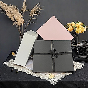 YINUOYOUJIA Large Gift Box 16.5x13x5.5 Inch,Black Boxes for Presents,Present Box,birthday box,Packaging box for Valentine's Day,Mother's Day,Christmas,Anniversarie.