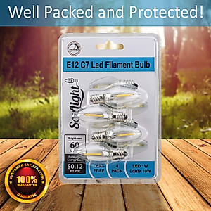 LED Night Light Bulb – C7 E12 LED Bulbs – Candelabra Light Bulbs, 1 Watt Equivalent 10W Incandescent Bulb, Warm White 2700K, Window Candles & Chandeliers Replacement Bulb, 4 Pack