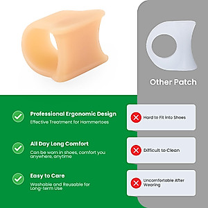 Bukihome Hammer Toe Straightener - 6 Pack Toe Splints - Soft Gel Hammer Toe Cushion - Realign Bent, Curled, Crooked, Claw, Hammer Toes - Toe Corrector for Men and Women, Medium Size