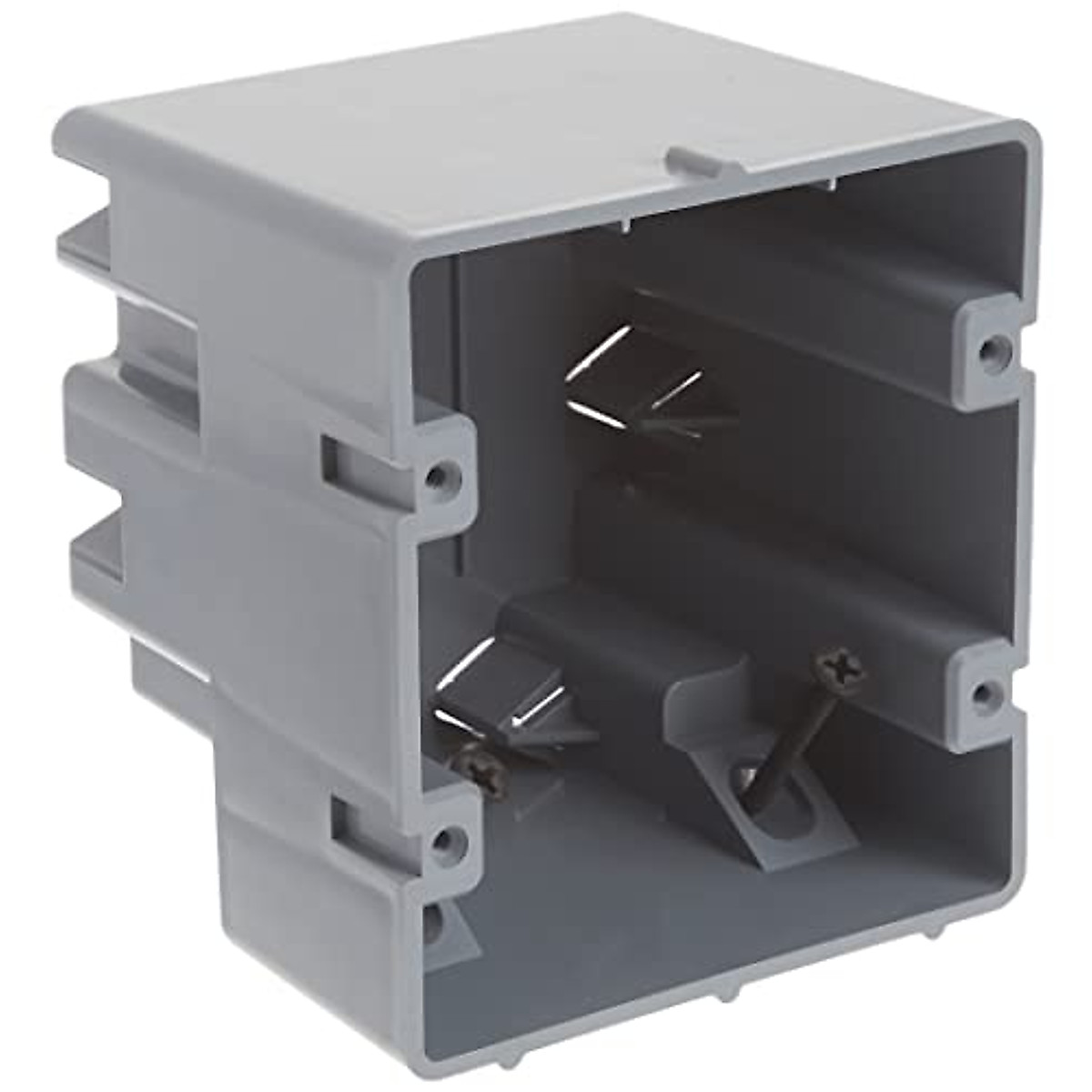 Southwire MSB2G Two Device Adjustable Depth, Heavy Duty 42lb. Mounting Screws Included 2-GANG PVC ELECTRICAL BOX, Gray