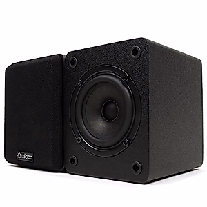 Micca COVO-S Compact 2-Way Passive Bookshelf Speakers for Desktop Stereo or Home Theater Surround Sound, 3-Inch Woofer with Concentric Tweeter, Wall Mountable, Pair, Black