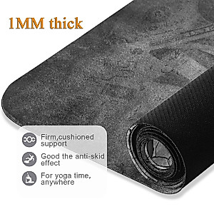 Travel Yoga Mat Non Slip - Retro World Map Foldable Exercise Mat Lightweight Work Out Mat with Bag Sweat Absorbent Travel Yoga Mat for Travel Yoga Pilates Exercise