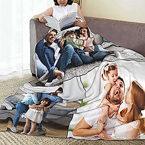 Customized Flannel Fleece Blankets Custom Blanket with Photo Text Personalized Bedding Throw Blankets for Family Birthday Christmas Wedding Gift Fits Couch Sofa Bedroom Living Room 50"x40"