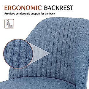 Armless Office Chair Cute Desk Chair, Modern Fabric Home Office Desk Chairs with Wheels Adjustable Swivel Task Computer Vanity Chair for Small Spaces
