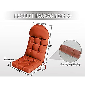 COSNUOSA Rocking Chair Cushion High Back Adirondack Chair Cushion Waterproof Patio Cushions for Outdoor Furniture Orange