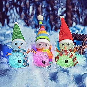 YAKii Christmas Decorations 7.3'' LED Snowmen Lamp Color Changing with Colorful Hat & Scarf Christmas Desk Decoration for Battery Operated Indoor Home Christmas Decorations Indoor,Set of 3