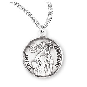 Sterling Silver St. Gregory Medal With 20" Chain Necklace