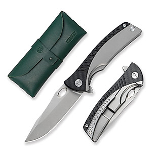 MOLSECT Soar Pocket Folding Knife, Frame Lock EDC Knives 3.27" S35VN Blade Titanium-Carbon Fiber Handle, Everyday Carry Knife for Outdoor Indoor Hiking Camping Fishing Hunting Work Men Women Gift