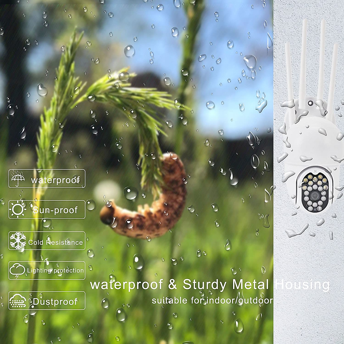 Borntechsz Tuya Smart Life Security Camera,3MP HD Wireless WiFi Home Surveillance Pan/Tilt 355° View Waterproof Full Color Night Vision, Human Detection,Auto Tracking