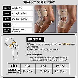 BingboPro Professional Knee Brace Knee Stabilizer,Compression Knee Sleeve For Men Women, Knee Support Brace for Knee Pain Relief, Fast Recovery,Meniscus Tear,ACL,MCL,Arthritis,Running,Sport Protection
