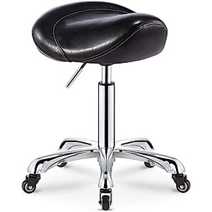 Gcxgz Rolling Swivel Stool Rolling Saddle Stool PU Leather Swivel Adjustable Rolling Stool with Wheels Salon Chair for Kitchen,Salon,Bar,Office,Massage (Color : Brown2)