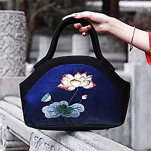 ZLXDP Women's Embroidered Handbag Chinese Multi-Function Shoulder Bag Women's Retro Messenger Bag (Color : E, Size : As Shown in The Figure)