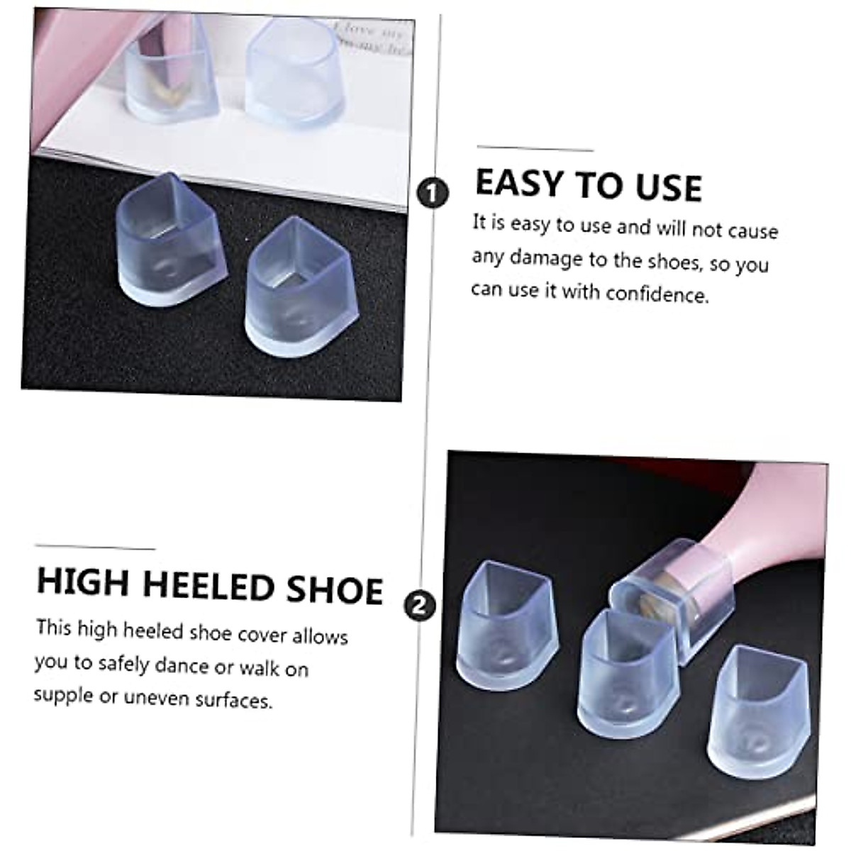 High Heel Chair Latin Heel Cover 16pcs Heel Repair Covers Antislip High Heel Pads High Heel Shoe Caps PVC Bagged Transparent Protection Plug Heel Protective Covers Dance Heel Cover