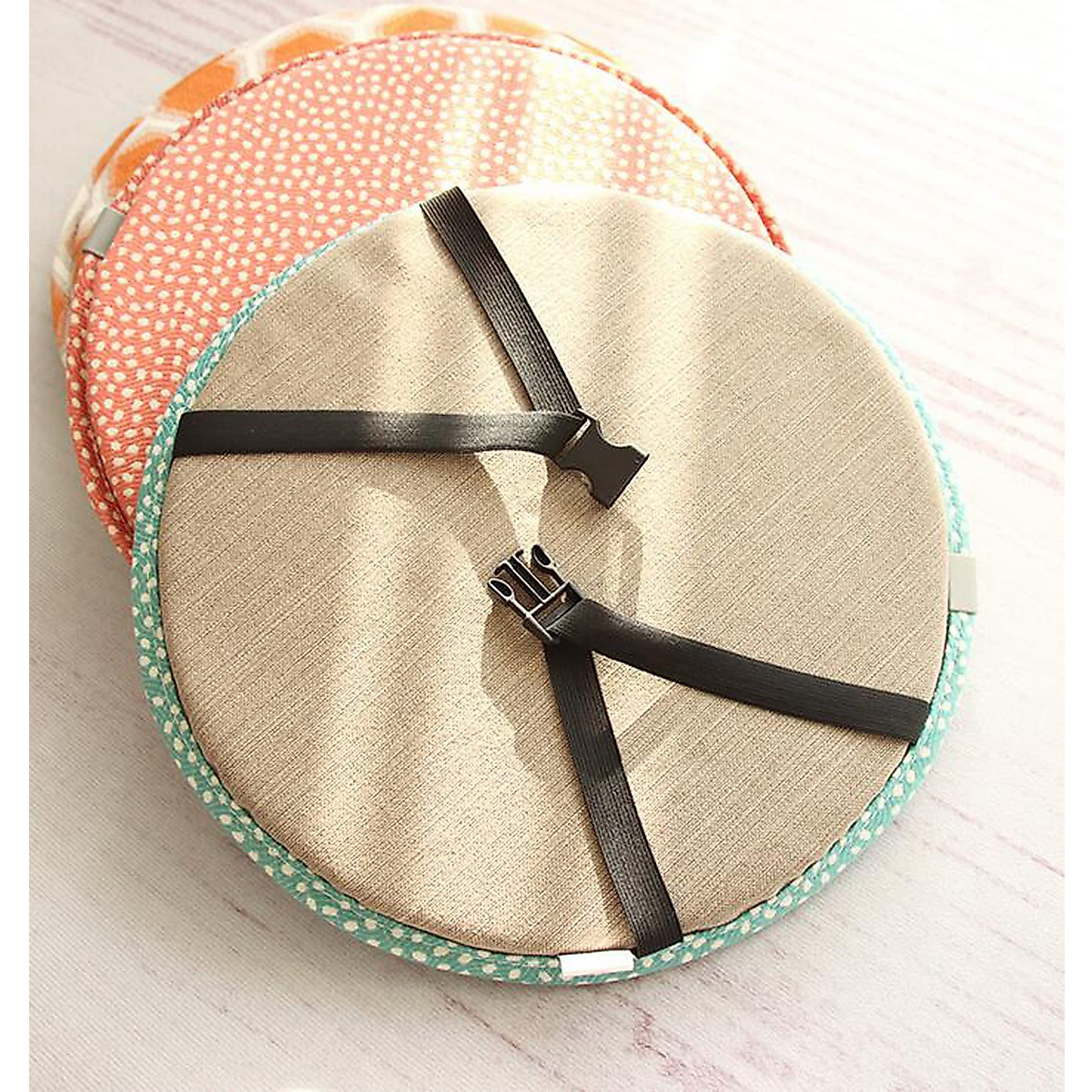 Happiness Decoration Round Seat Cushion with Ties 12-Inch Breathable Stool Cushion Cover Tatami Cushion Pillow Kitchen, Home, Office Chair Pads with Ties (Deep Grey, 12)