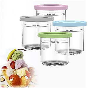 VRINO Creami Containers, for Extra Bowl for Ninja Creamy, Pint Containers Airtight and Leaf-Proof for NC301 NC300 NC299AM Series Ice Cream Maker