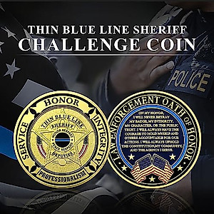 Thin Blue Line Sheriff Challenge Coin Law Enforcement Prayer Police Officer Gift