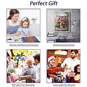 VeGuude Diamond Painting Kits for Adults, 4 Pack Flowers 5D Diamond Art Kits, Full Drill DIY Crafts for Adults Home Wall Decor Gift Diamond Dots [11.8x15.7inch]