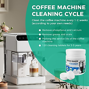 ROOAUG 120 Tabs Coffee Maker Cleaner,Espresso Machine Cleaning Tablets Compatible for all Coffee Machine Models-Cleaning Tablets for Coffee Machine