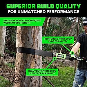 Rhino USA Tree Saver Tow Strap (8' x 3") - 31,518lb Break Strength - Heavy Duty Draw String Included - Triple Reinforced Loop Straps - Emergency Off Road Recovery Rope