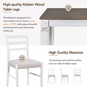 Merax 7-Piece Wooden Dining Table Set, Multifunctional Extendable Tabletop with 12” Leaf and 2 Drawers, 6 Chairs with Soft Cushion, White