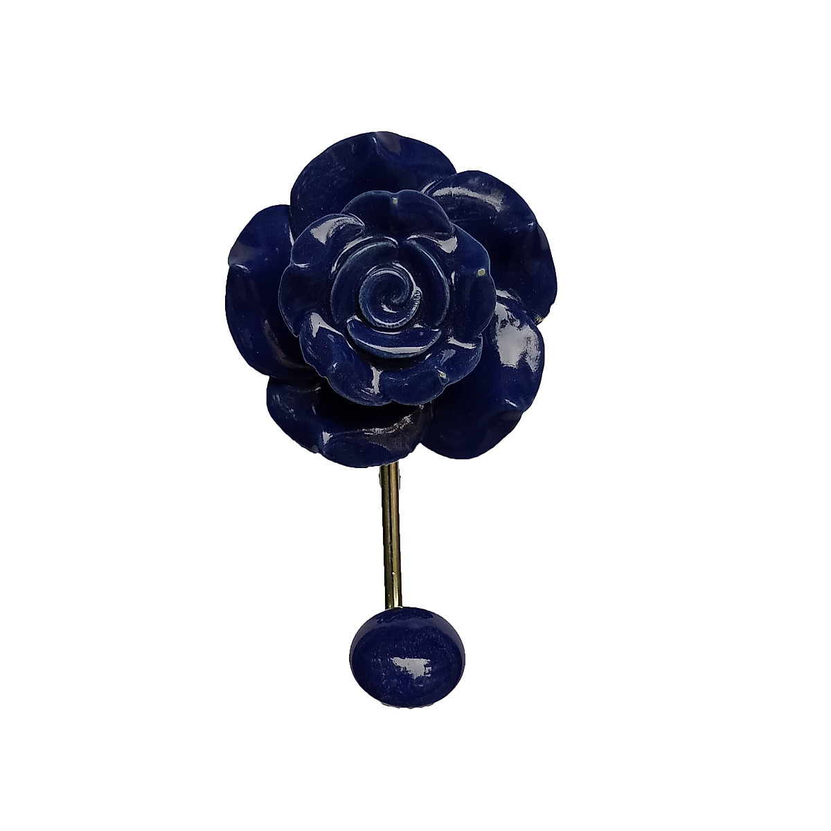 PARIJAT HANDICRAFT Hand Painted Beautifully Blue Colored Rose Design Ceramic Wall Hook Hanger Key Holder hat Clothes hangings Bath Towel Hook Hanger