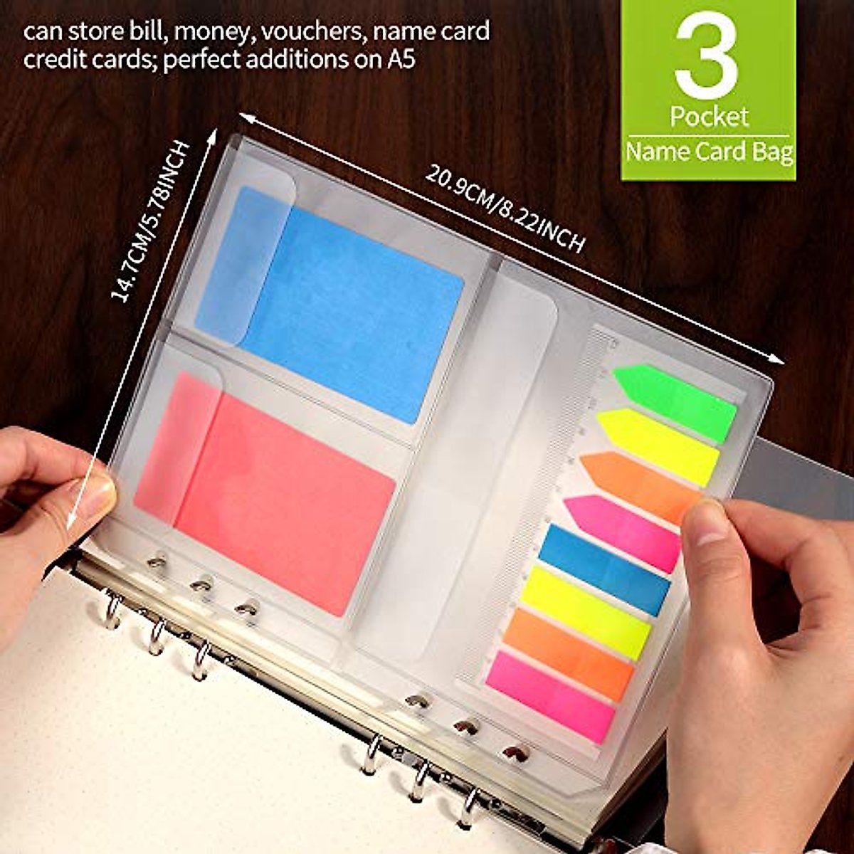 LEOBRO Refillable A5 Notebook Set, 2 Pack A5 Dotted Filler Paper, 320 Pcs Index Tabs, with Binder Pocket, 3-Pocket Loose-Leaf Bags, Ruler Marker, Paper Refill for 6-Ring A5 Binders Planner Notebook