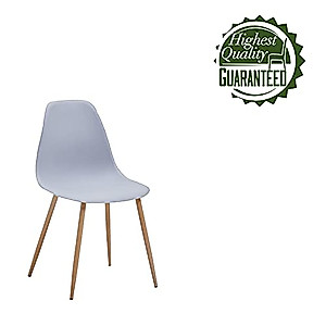 Porthos Home Oban Dining Chairs Set of 2 with Durable Plastic Shells and Tapered Iron Legs in Woody Accent (Great for Dining Rooms