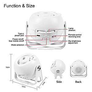 Star Projector, Galaxy Projector 360°Rotating with 10 Patterns Hd Focusing Night Light Projector with Remote Control Bluetooth Speaker Bedroom Decoration Living Room for Kids Gifts Birthday Party