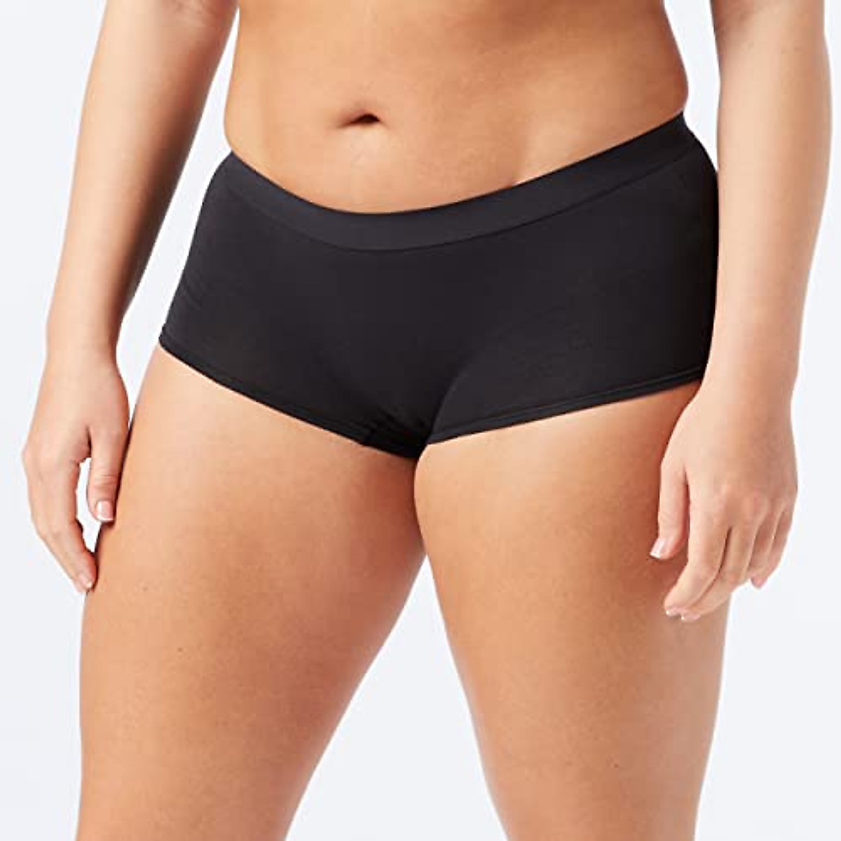 Amazon Essentials Women's Cotton Boyshort Underwear (Available in Plus Size), Pack of 5, Black, Small