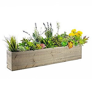 CYS EXCEL Rectangle Wood Planter Box with Removable Plastic Liner (H:6" Open:35"x6") | Multiple Size Choices Wood Rectangular Planter | Indoor Decorative Window Box