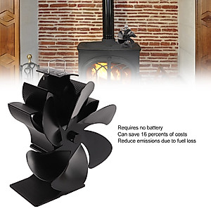 Naroote Stove Eco Fan, 6 Blade 1400rpm Wind Speed High Temperature Resistant Heat Powered Fan for Gas Furnaces