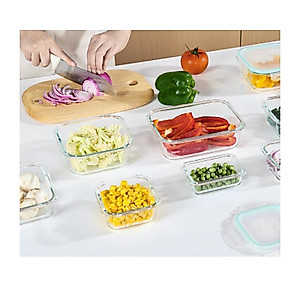 AISOON 18-Piece Glass Food Storage Containers with Lids, Meal Prep Containers,Leak Proof, Dishwasher Safe Glass Food,Oven/Microwave/Freezer Safe((9 Lids & 9 Containers)