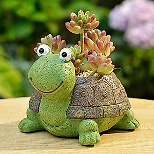 Youfui Turtle Plant Pot Flowerpot Animal Garden Pots Resin Succulent Pots Planter Bonsai Plant Holder for Home Office Desk Mini Ornament