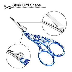 5 Pieces Stork Bird Scissors Embroidery Scissors 3.7 Inch Stainless Steel Tip Classic Stork Scissors Sewing Dressmaker Scissors Shears for Sewing, Craft, Art Work and Everyday Use
