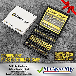 Torx Bit Set, Amartisan 24-Piece Security and Tamper Resistant Star Bits Set S2 Steel, 1" and 2.3" Long T5 - T40