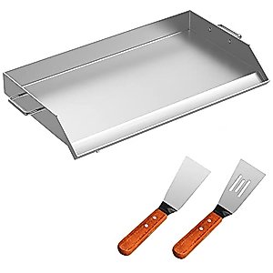VEVOR Stainless Steel Griddle,36" x 22" Universal Flat Top Rectangular Plate, BBQ Charcoal/Gas Non-Stick Grill with 2 Handles and Grease Groove with Hole，Grills for Camping, Tailgating and Parties