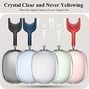 JDHDL [3 in 1] for Airpods Max Case Cover, Clear Soft TPU Earcup Case Cover+Slicone Earpad Cover+Silicone Overhead Cover, Transparent Protective Case for Apple Airpods Max Accessories