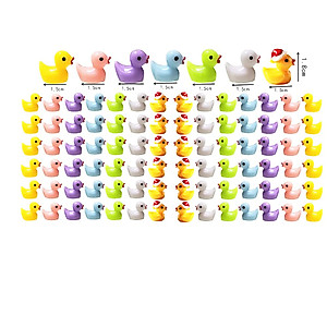 HYG 84 Pieces Mini Resin Duck 7 Colors,These Little Ducks can be Used in Miniature Gardens, They are Best Gifts for Christmas, Birthday Party, Halloween