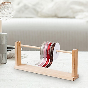 Vaveren Wood Ribbon Organizer Ribbon Storage Rack Space Saving Spool Dispenser Ribbon Holder for Flower Store Craft Room Washi Tape, 40cmx5.6cmx16cm