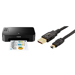 Canon PIXMA TS202 Inkjet Photo Printer, Black, USB Connectivity, with USB - Bundle