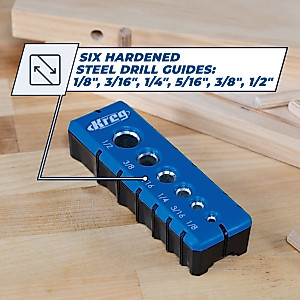 Kreg Portable Drilling Guide - 6 Hardened Drill Guides for Carpentry - Craftsman Tool Accessory