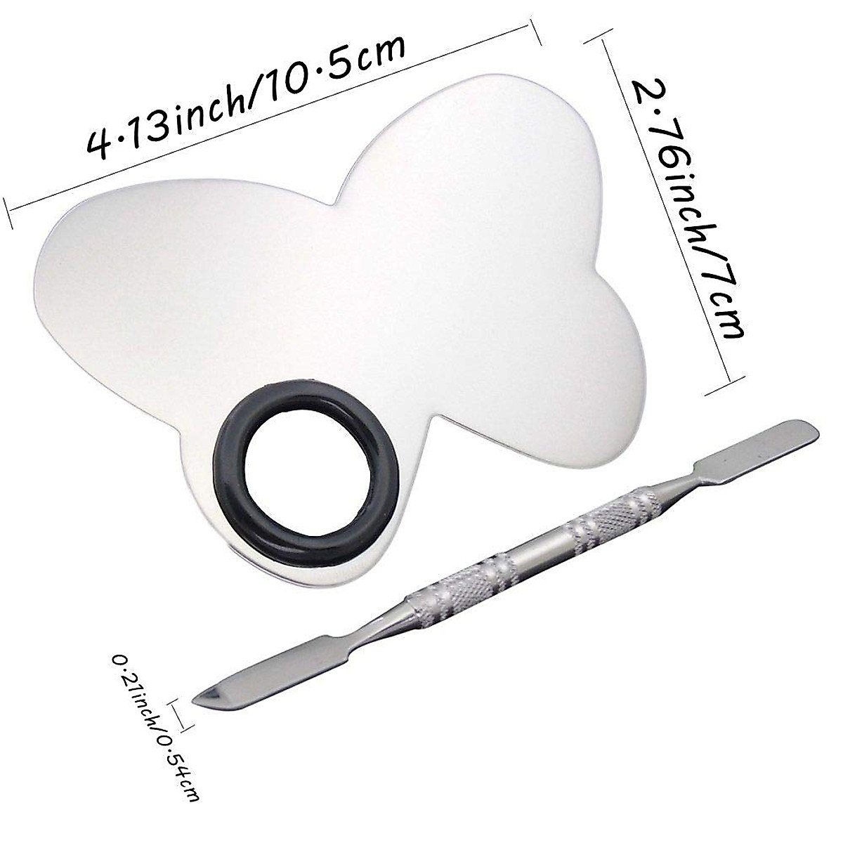 2 Pack Makeup Palette with Spatula, Stainless Steel 3-well Cosmetic Palette and Butterfly Makeup Palette, Nail-art Mixing Blending Makeup Tools for Eye Shadow, Eyelash, Lipsticks, Nail Art