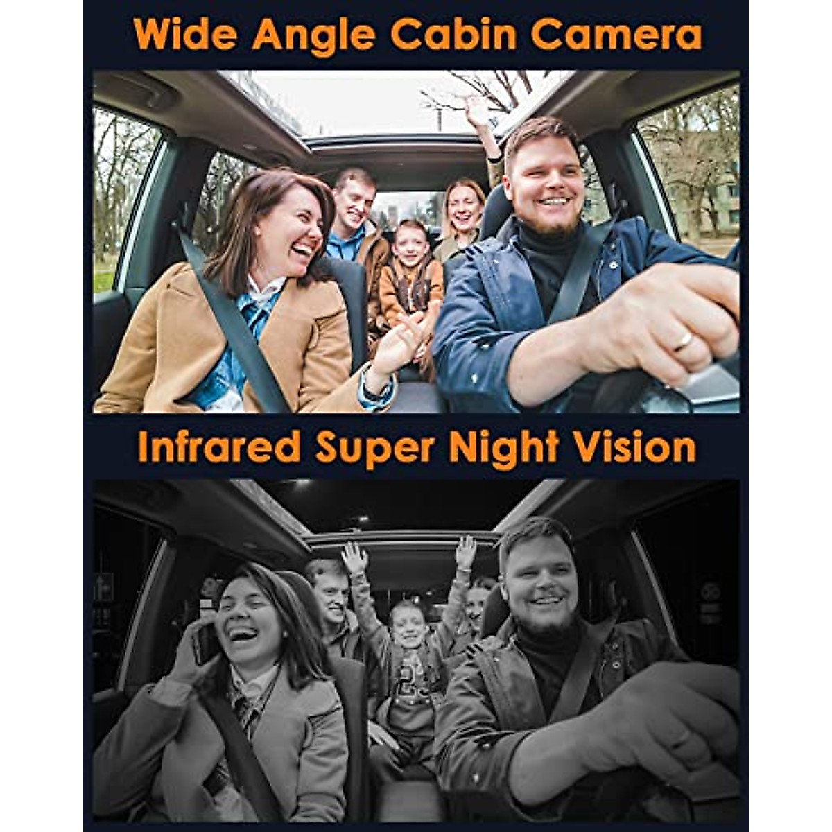 Dual Dash Cam 4K, Dash Cam Front and Inside, Dash Camera for Cars with 64GB SD Card, Infrared Night Vision, 1.5 inch IPS Screen, Loop Recording, Accident Lock, WDR, Parking Monitor for Taxi Driver