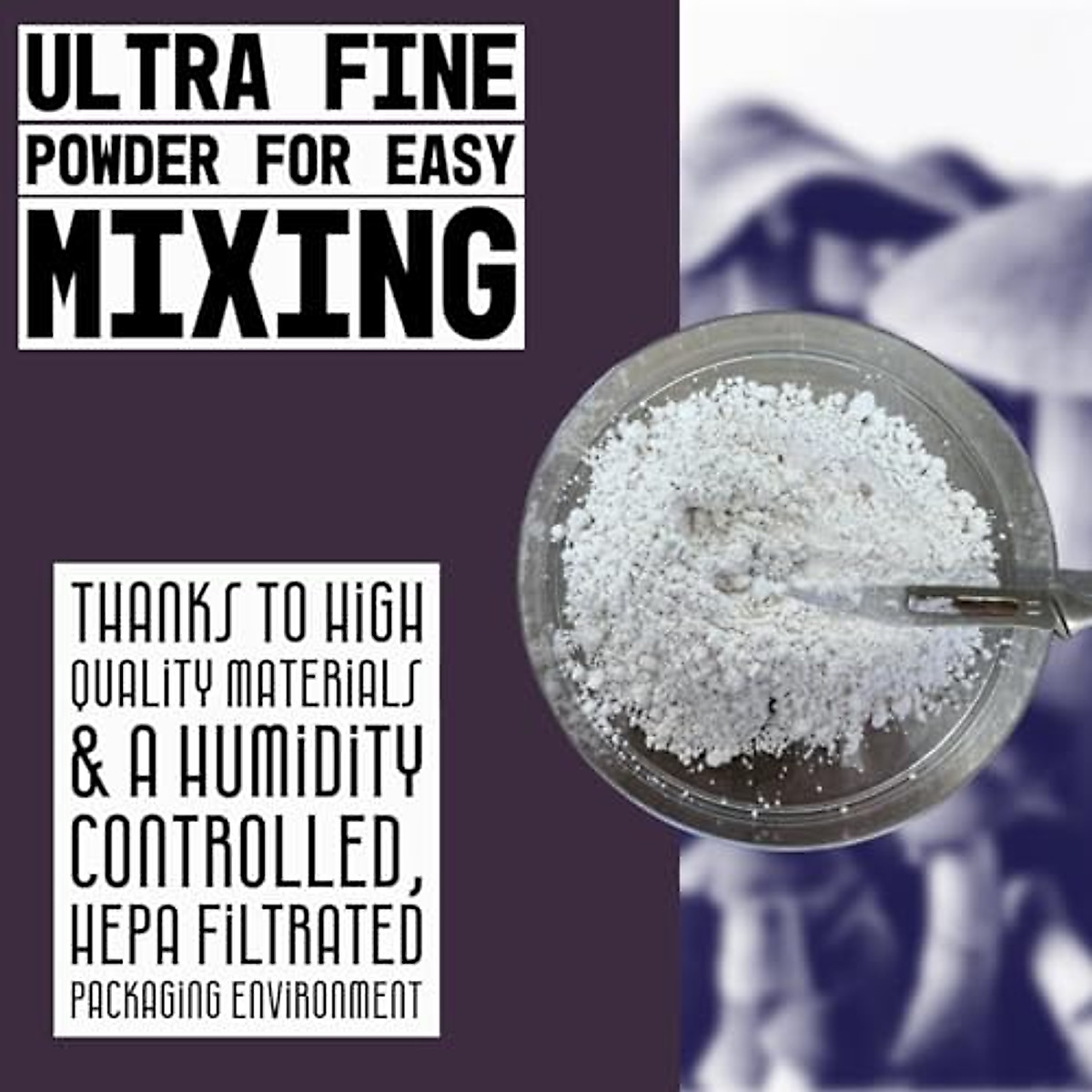 Ultra-Fine Food Grade Gypsum for Mushroom Substrates, Brewing, Tofu - No Additives, 97% Calcium Sulfate 22.5% Calcium (Ca) 18% Sulfur (S) - Packaged in HEPA Enclosure